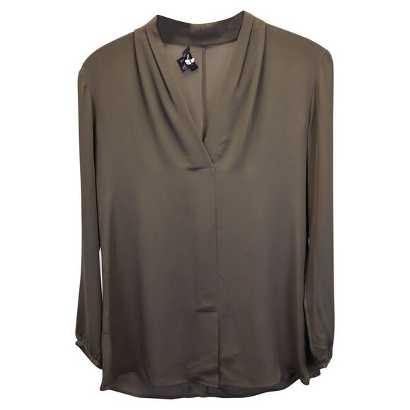Theory | Tops | Theory Long Sleeve Blouse In Dark Green Polyester ...